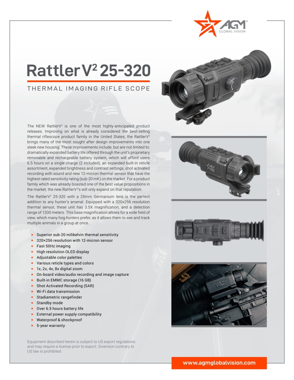 AGM Rattler V2 25-320 Thermal Weapon Sight