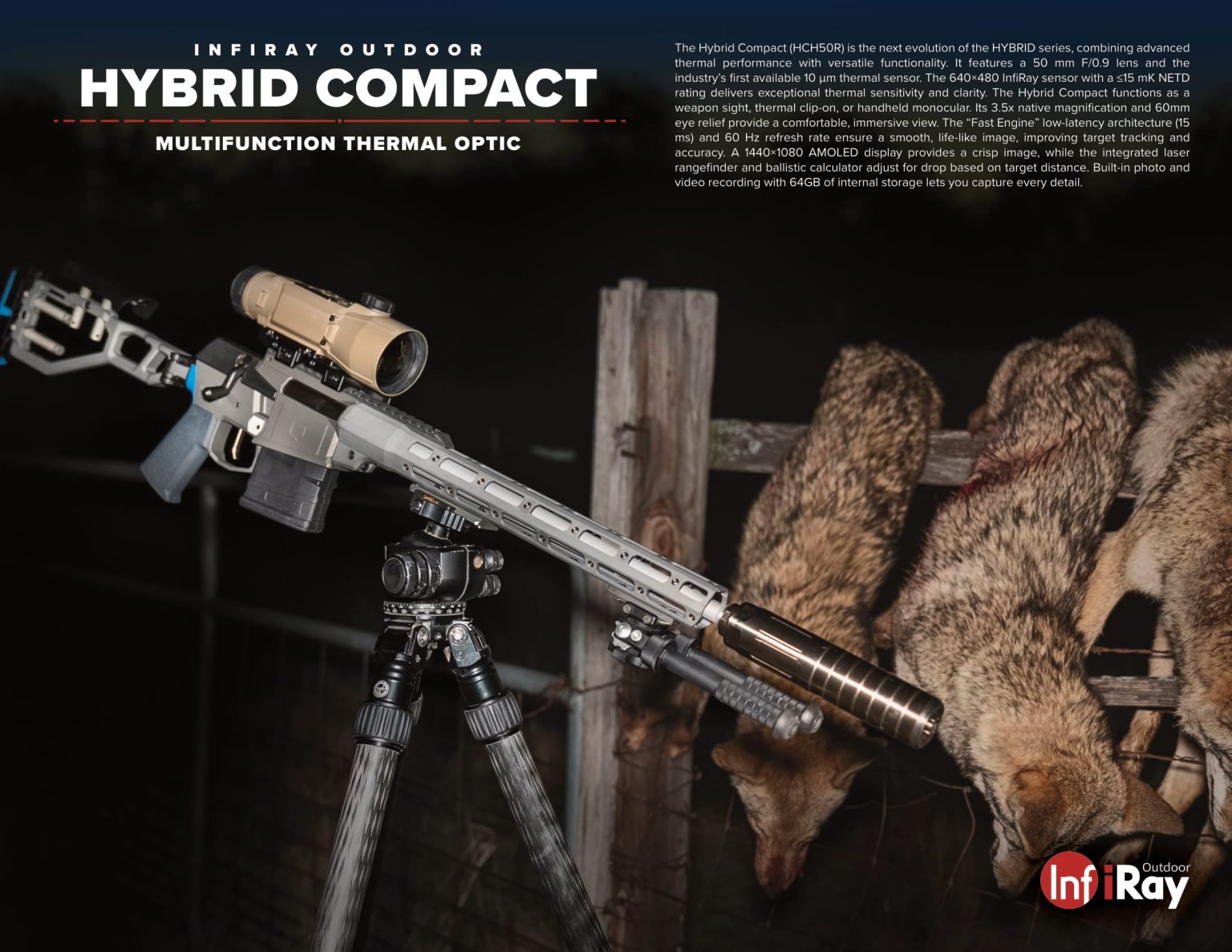 InfiRay Outdoor Hybrid Compact 3.5x 640x480 LRF 50mm (HCH50R) – FREE 2× ...